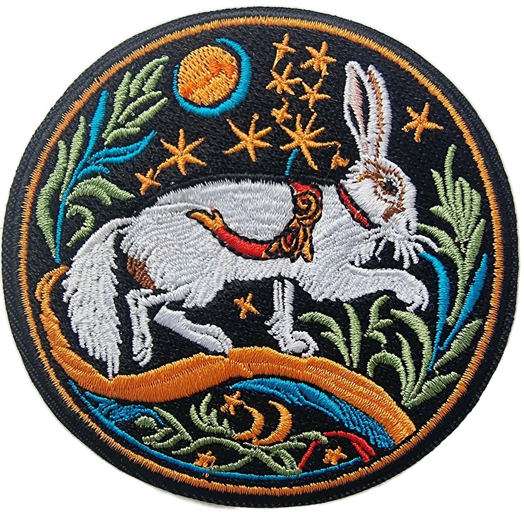 Medieval Royal Hare Travelling by Moonlight. Folklore Embroidered Iron ...