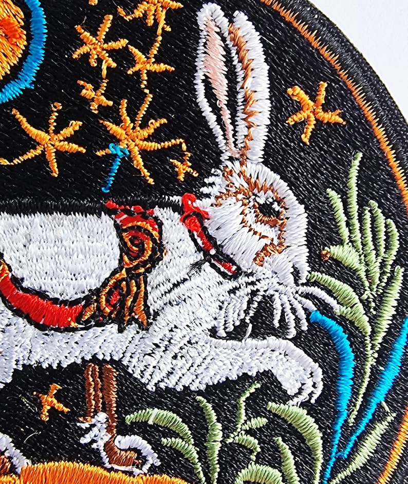 Medieval Royal Hare Travelling by Moonlight. Folklore Embroidered Iron ...