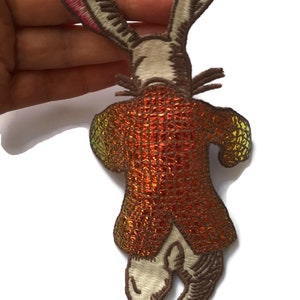 White Rabbit Alice in Wonderland Metallic Gold and Copper Embroidered ...