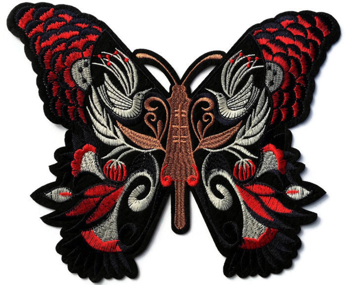 XL Butterfly Embroidered Quality Iron on Jacket Back Patch 4 - Etsy