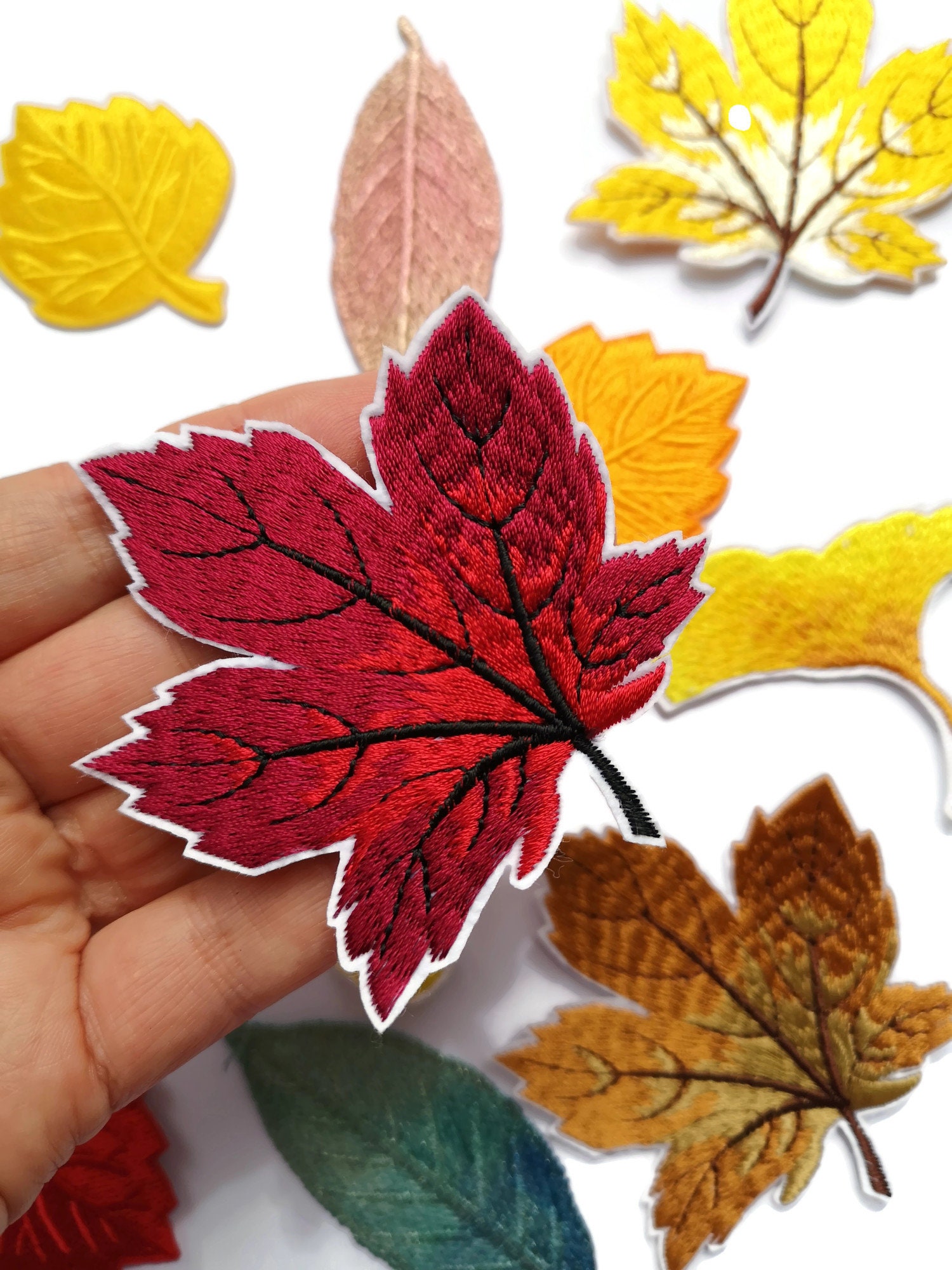 Autumn Leaves Flaming Fall Embroidered Patches Iron on Set - Etsy