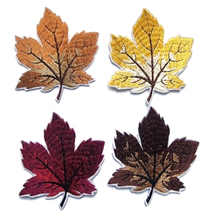 Autumn Leaves Flaming Fall Embroidered Patches Iron on Set - Etsy