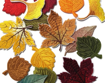 Tiny Pumpkin and Leaves Set of 4 Fall/autumn Patches Iron on Applique ...