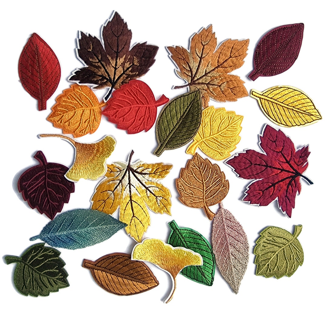 Autumn Leaves Flaming Fall Embroidered Patches Iron on Set - Etsy