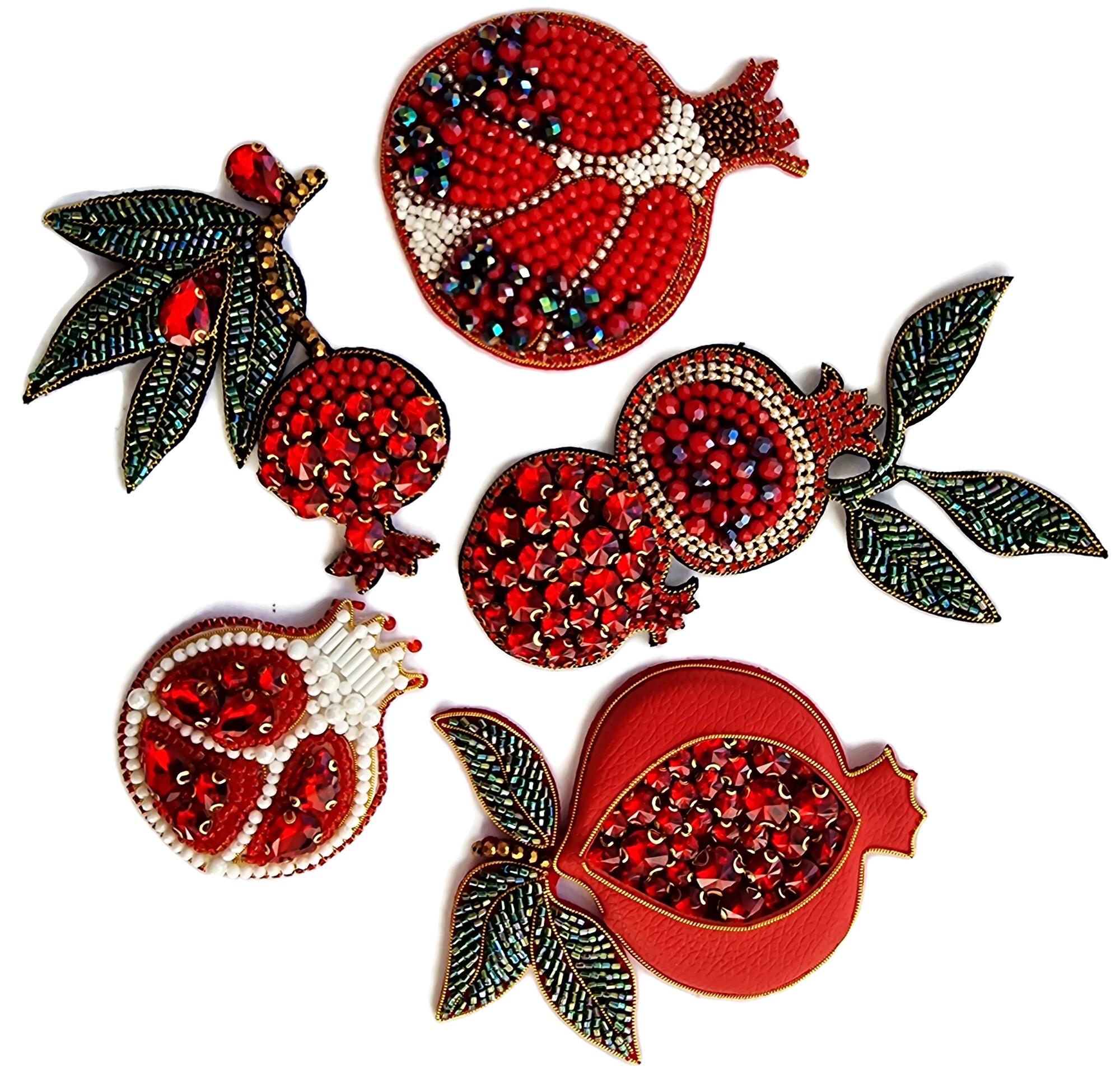 Beaded Pomegranate Patches: Handmade Crystal Embellishments for ...