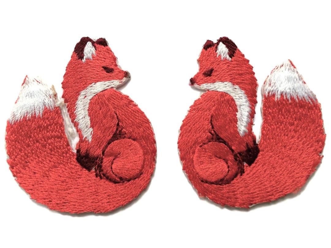 Pair Embroidered Red Fox Patches Iron on Countryside Applique - Etsy