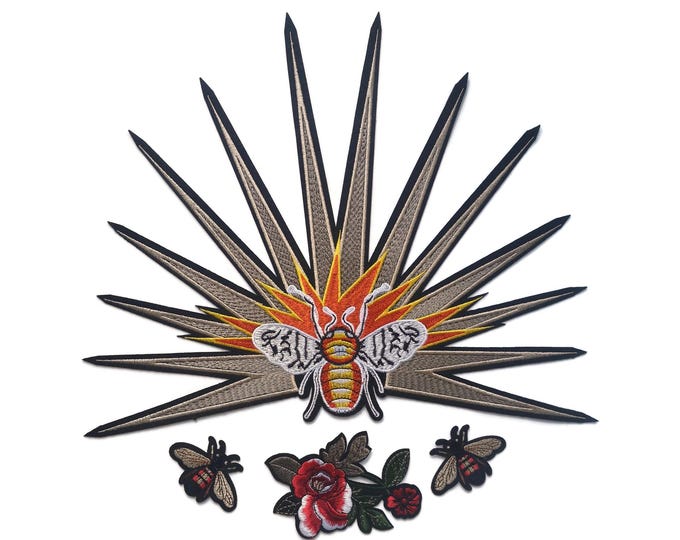 Moon Flower Back Patch - Print on Black Cotton Canvas - Etsy