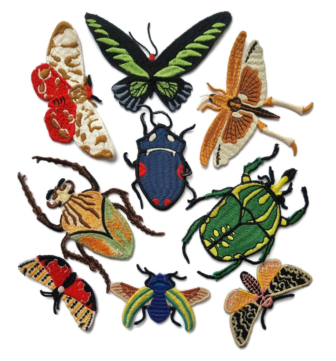 Embroidered Insect Patches Butterfly Beetle Moth Scarab Cicada Maybug ...