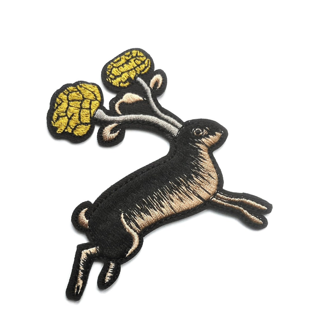 Medieval Manuscript Art Embroidered Patch Hare With Flower - Etsy