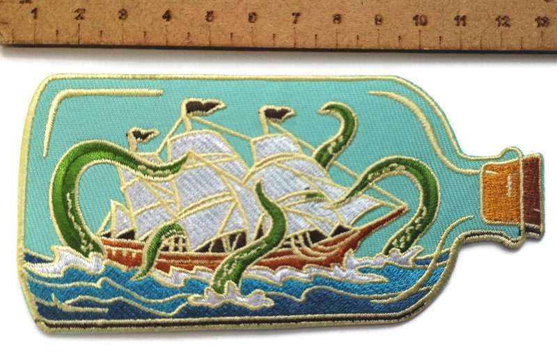 5" Ship in a Bottle Embroidered Iron on Patch Applique - Etsy UK