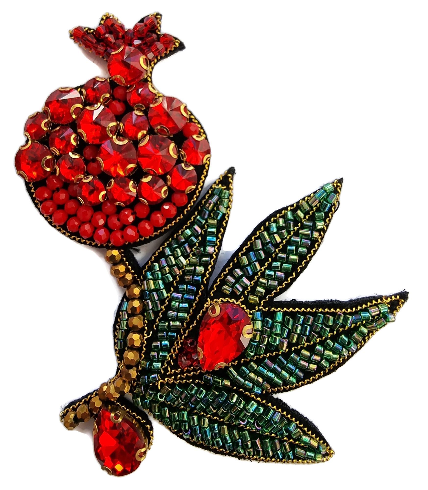 Beaded Pomegranate Patches: Handmade Crystal Embellishments for ...