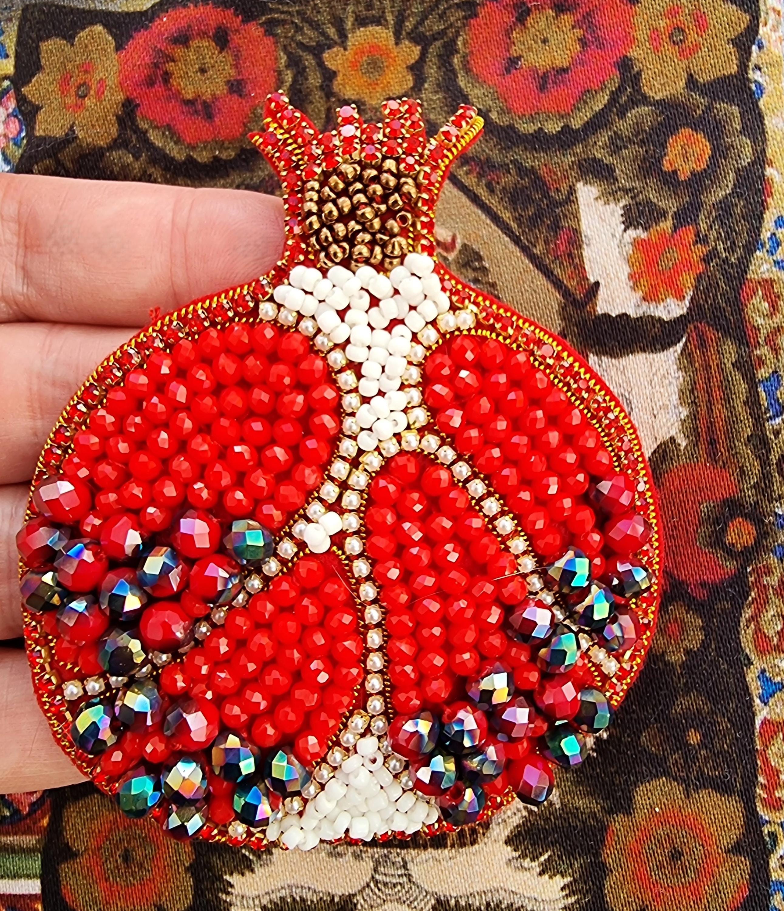 Beaded Pomegranate Patches: Handmade Crystal Embellishments for ...