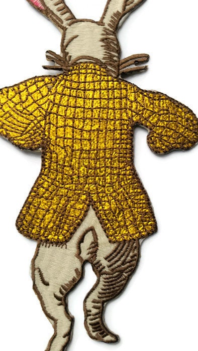 White Rabbit Alice in Wonderland Metallic Gold Embroidered | Etsy