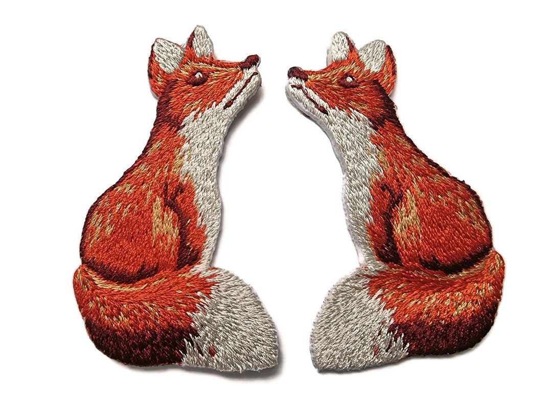 Pair Embroidered Gazing Red Fox Patches Iron on Countryside Applique - Etsy