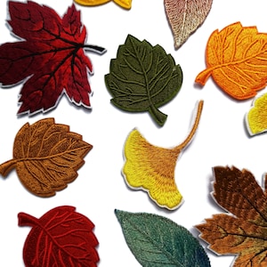 Autumn Leaves Flaming Fall Embroidered Patches Iron on Set - Etsy