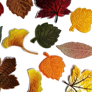 Autumn Leaves Flaming Fall Embroidered Patches Iron on Set - Etsy