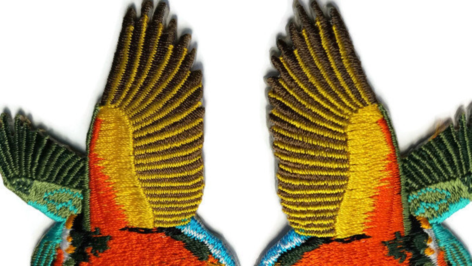 Pair Precision Embroidered Flying Kingfisher Patches Quality Bird ...