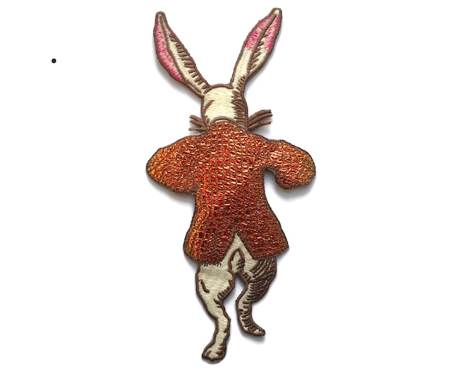 White Rabbit Alice in Wonderland Metallic Gold Embroidered - Etsy