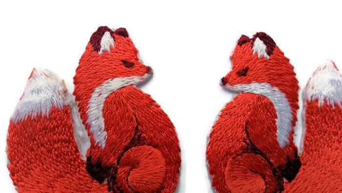 Pair Embroidered Red Fox Patches Iron on Countryside Applique - Etsy