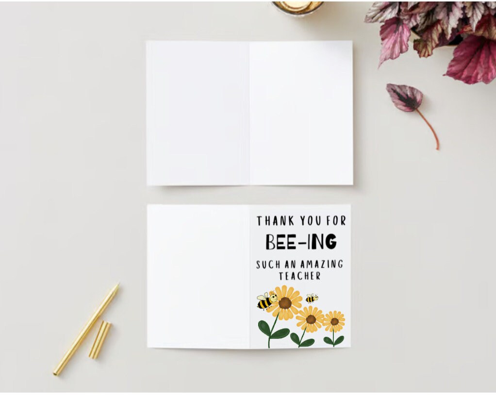 Cute Teacher Appreciation Card, Thank You Card for Teacher, Card With ...
