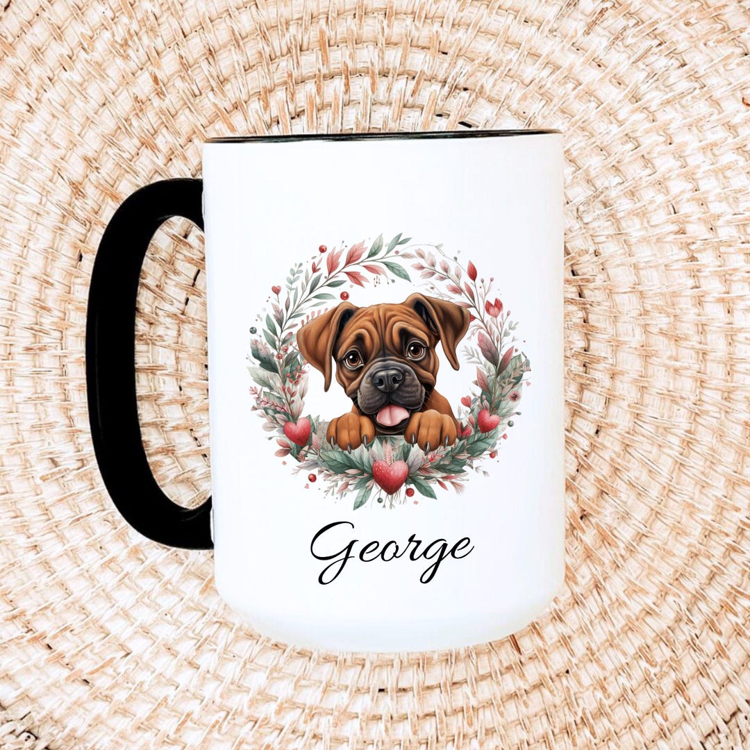 Custom Boxer Mug 15oz. With Personalized Name & Accent Color - Etsy