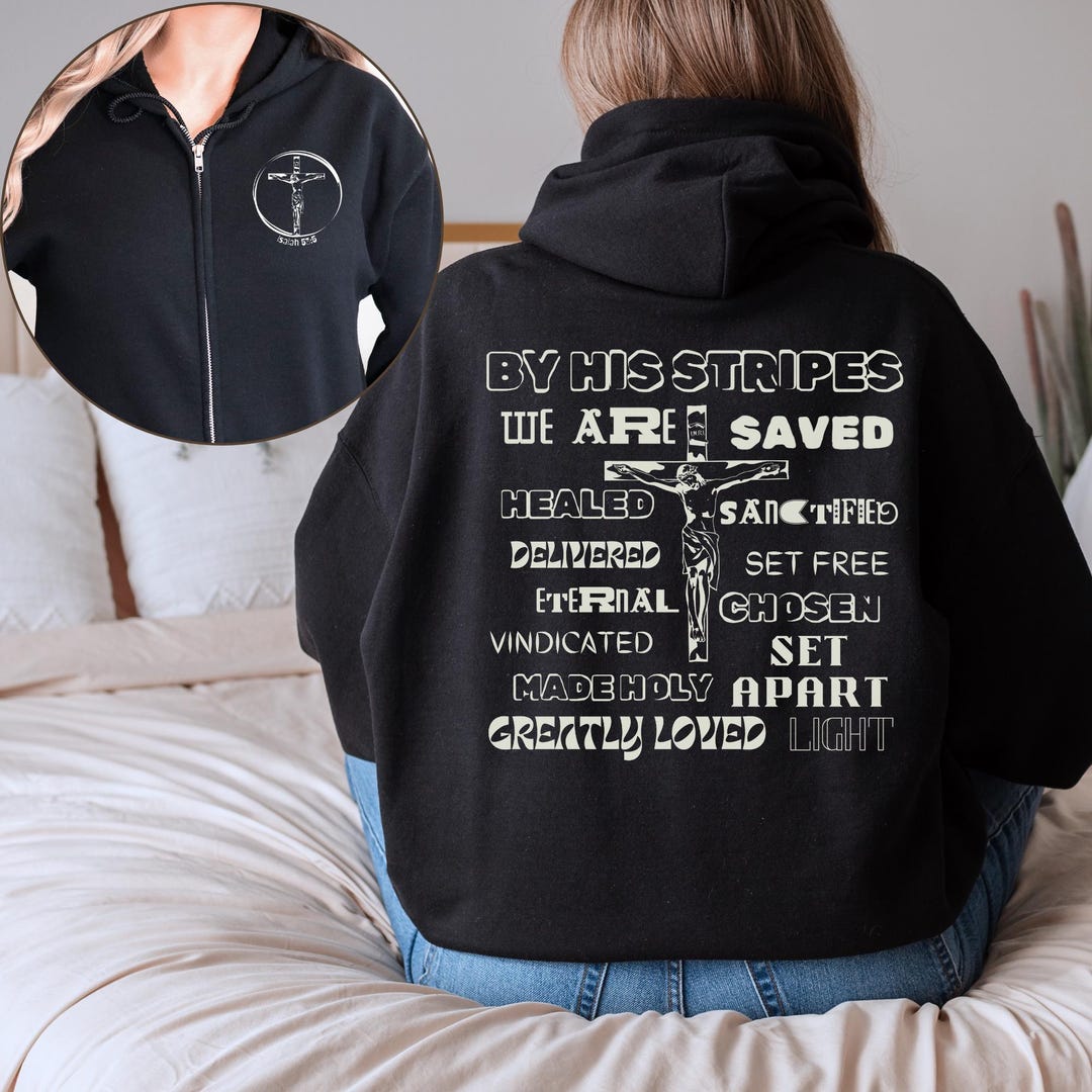 Christian Typography Zip Hoodie, Bible Verse Hoodie, Trendy Christian ...