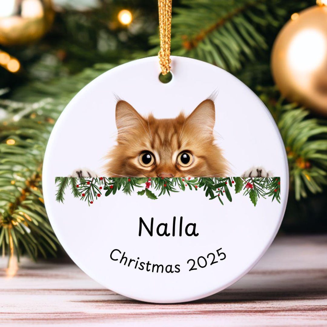 Custom Somali Cat Personalized Name Ornament - Etsy