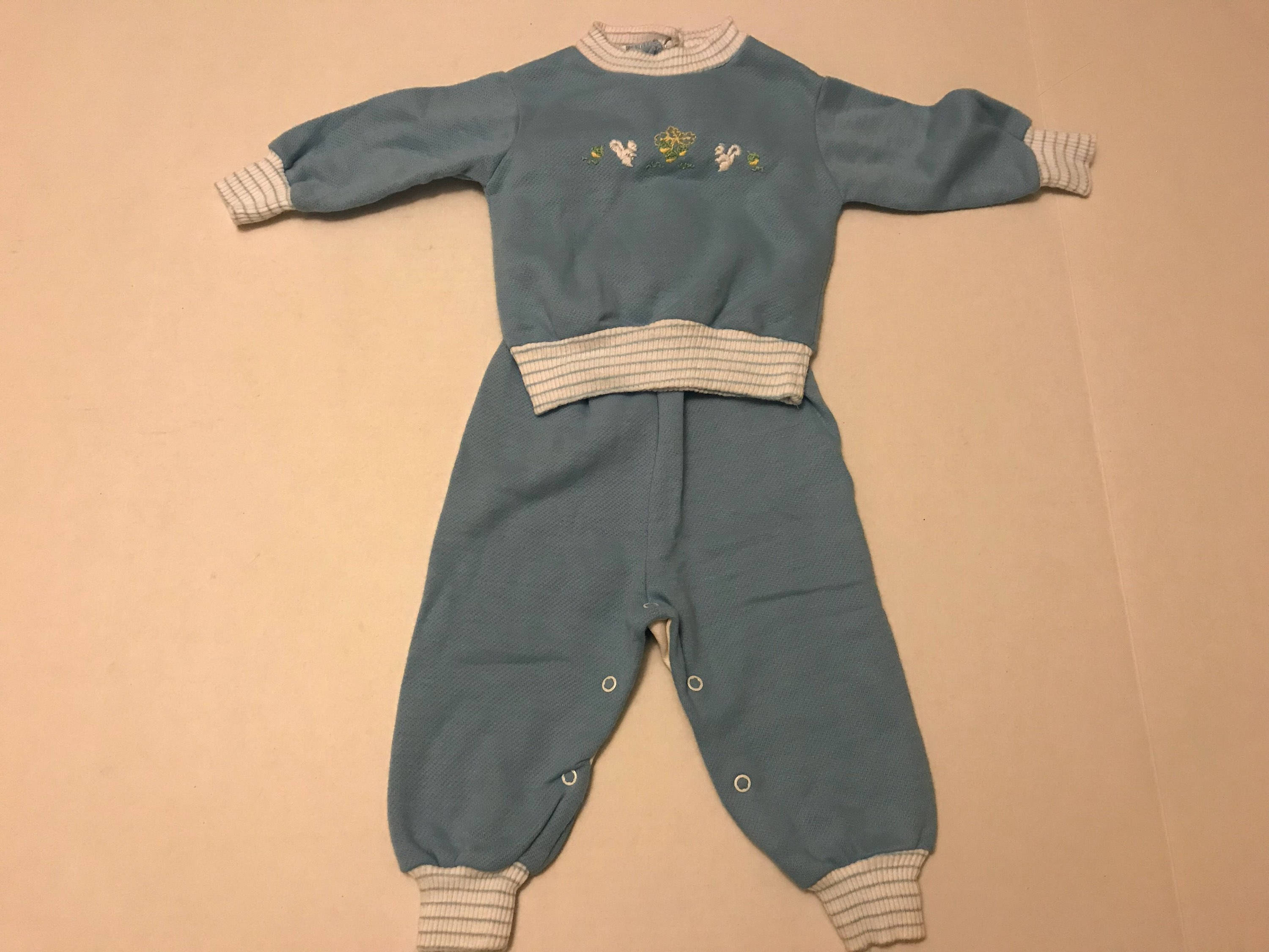 Vintage Baby Blue Overalls With Matching Sweater Embroidered - Etsy