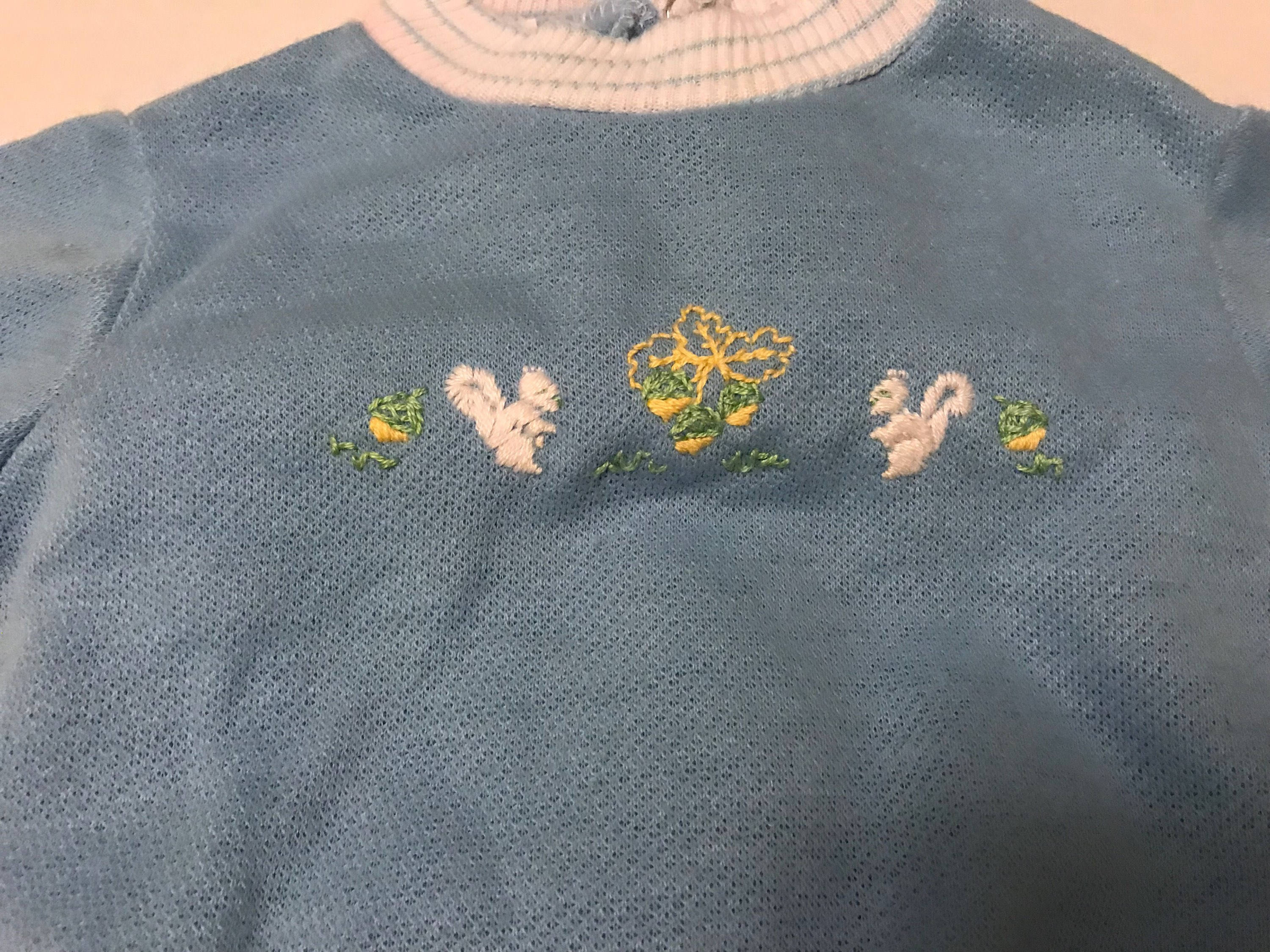 Vintage Baby Blue Overalls With Matching Sweater Embroidered - Etsy