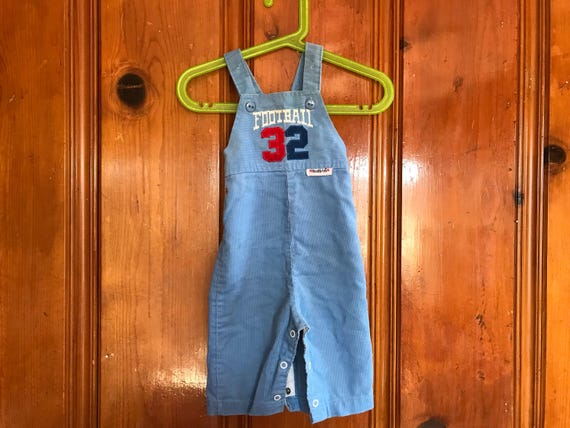 Vintage baby blue corduroy Football overalls size 6 m… - Gem