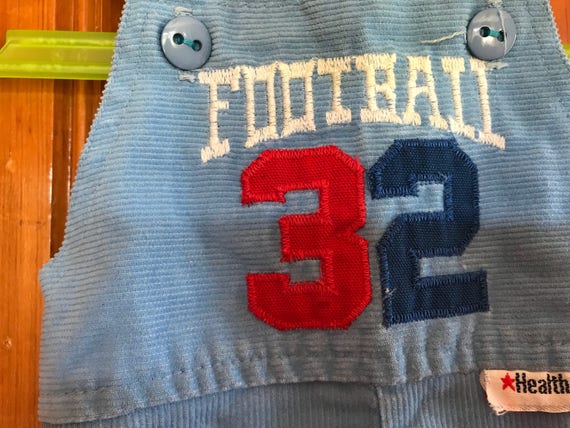 Vintage baby blue corduroy Football overalls size 6 m… - Gem