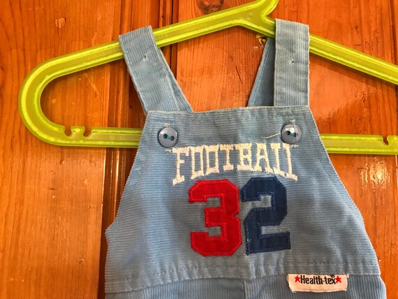 Vintage baby blue corduroy Football overalls size 6 m… - Gem