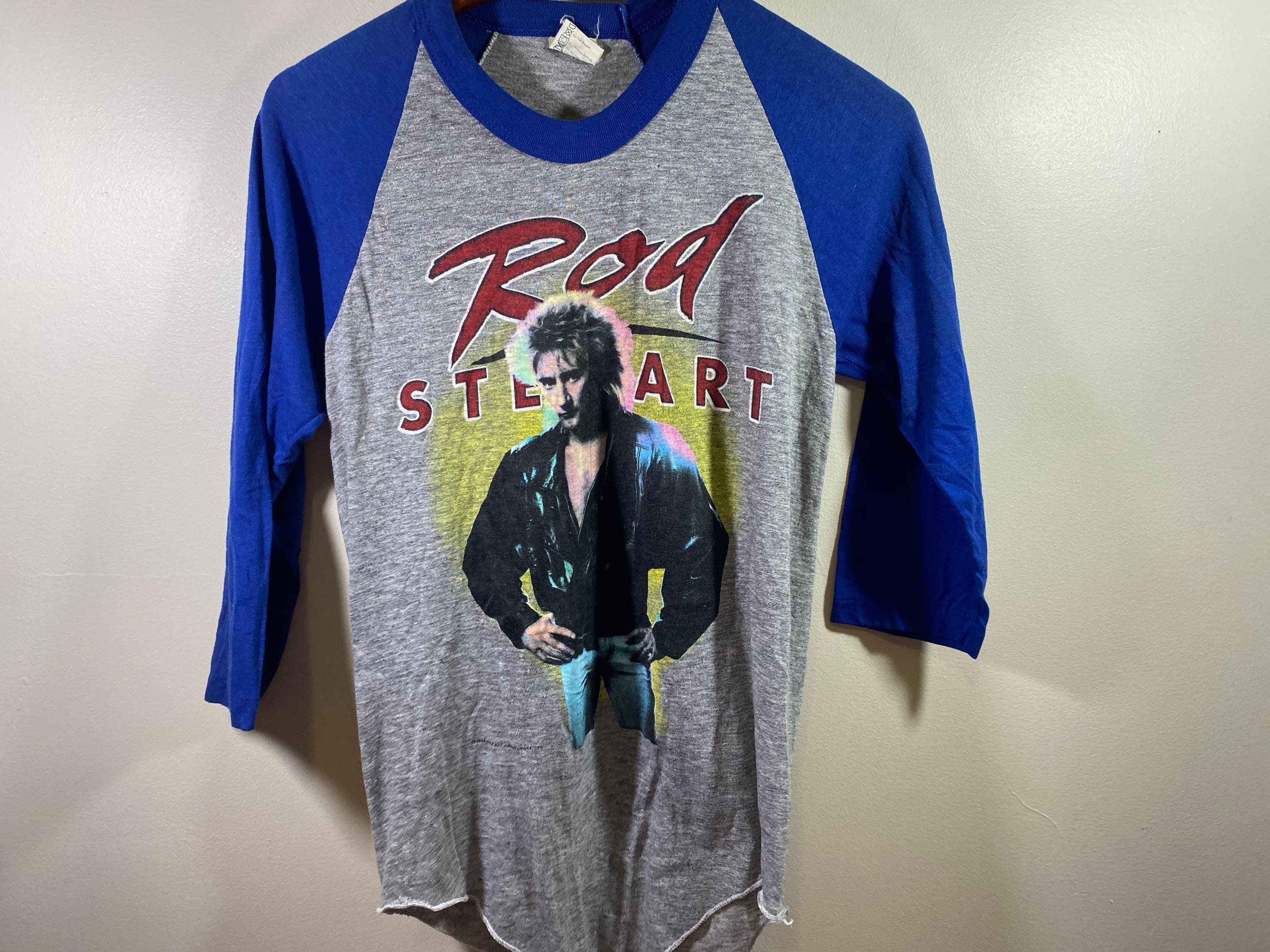 Vintage Rod Stewart shirt, concert tee, raglan, 80s, tour shirt, Maggie ...