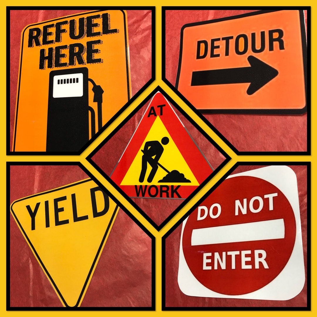 Set of 5 Construction Party Signs - Etsy