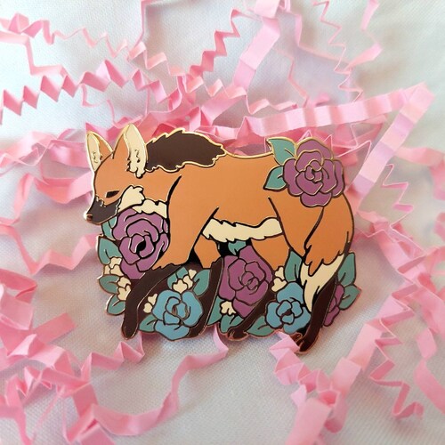 Big and Wild Dogs: Maned Wolf Rose Gold Hard Enamel Pin - Etsy