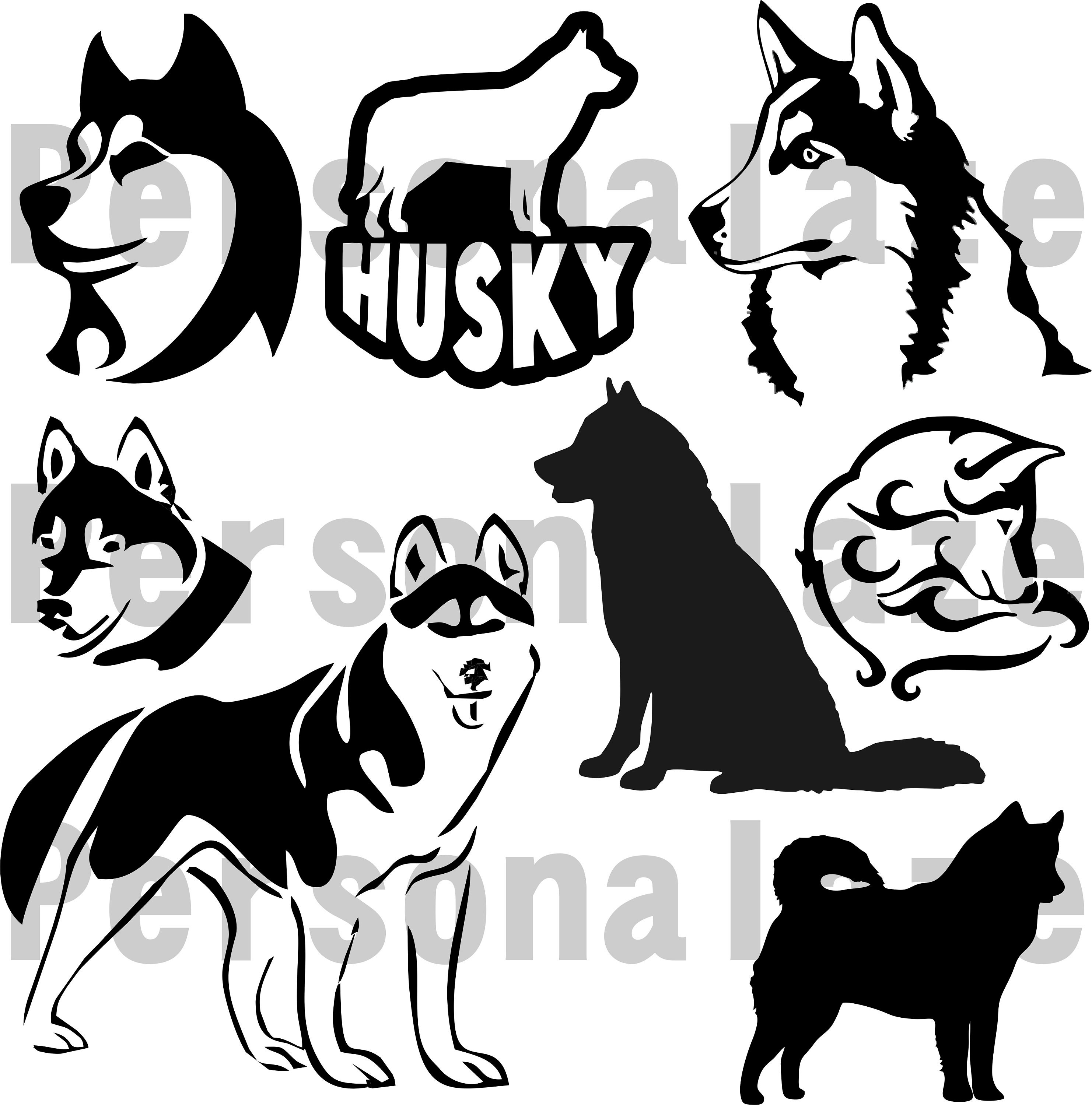 Siberiano Husky svg lindo Husky perro cortar archivos para silueta ...