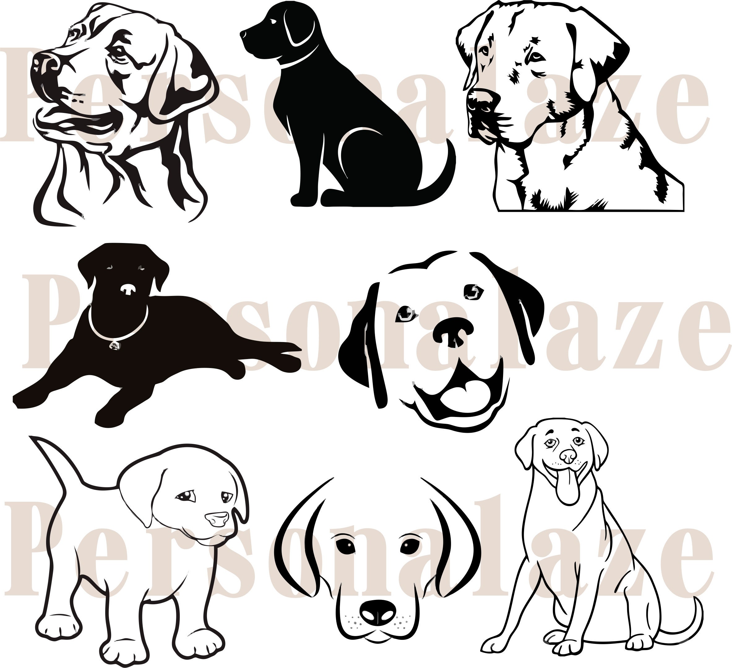 Cute Labrador SVG DXF CDR Retriever Dogs for Silhouette Cameo - Etsy
