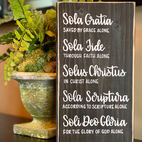 The Five Solas Hand Painted-lettered Script Sign Solid - Etsy