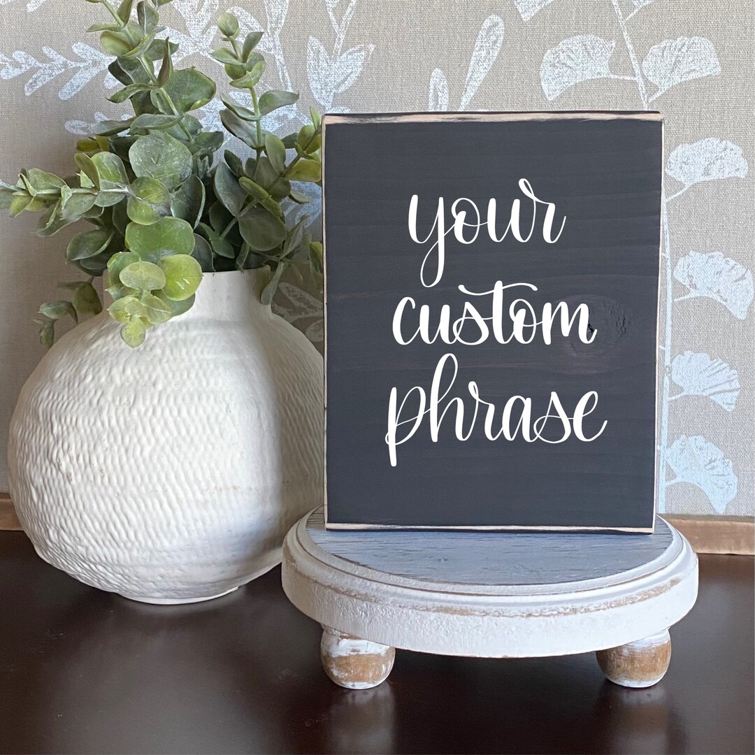 4.5x5.5 Custom Hand Painted Script Sign Solid Wood Block Freehand No ...