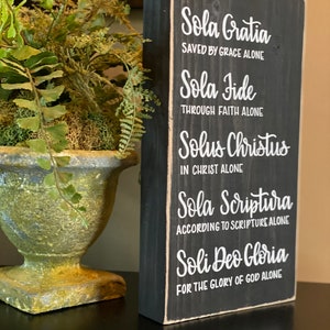 The Five Solas Hand Painted-lettered Script Sign Solid Wood Block ...