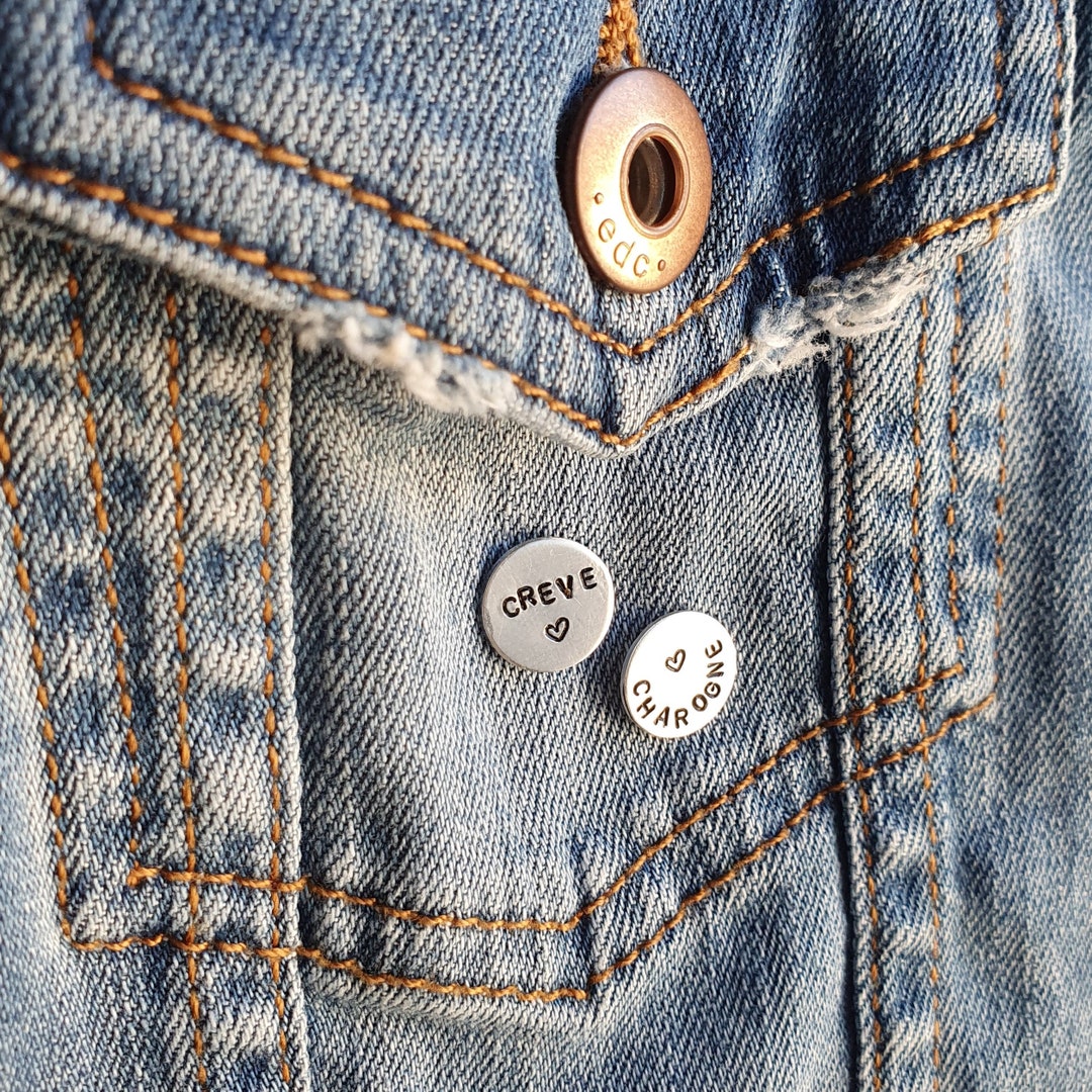 Set of 2 Engraved Pin's Crève Charogne Pin's Metal Customizable Jewelry ...