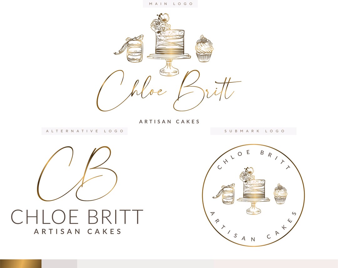 Cake Logo Design Cupcake Logo Gold Cake Logo Cake Logo - Etsy