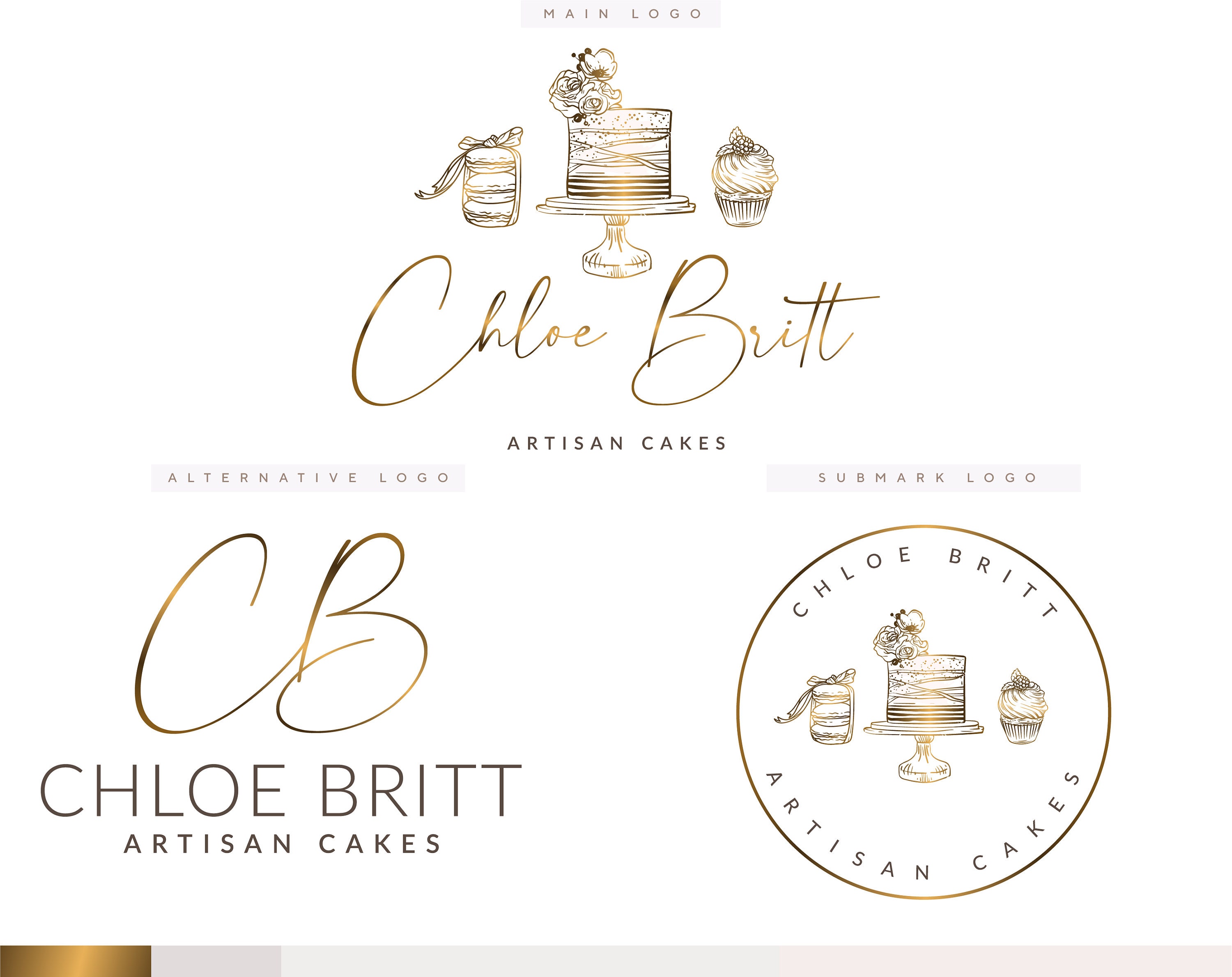 Cake Logo Design Cupcake Logo Gold Cake Logo Cake Logo | Etsy Canada