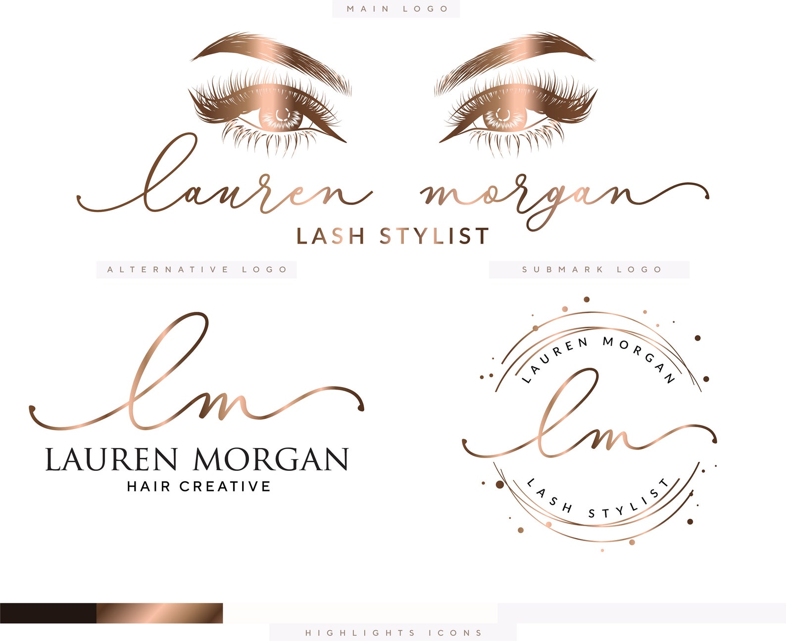 Rose Gold Lash Logo Lash Extension Logo Wink Logo Premade | Etsy