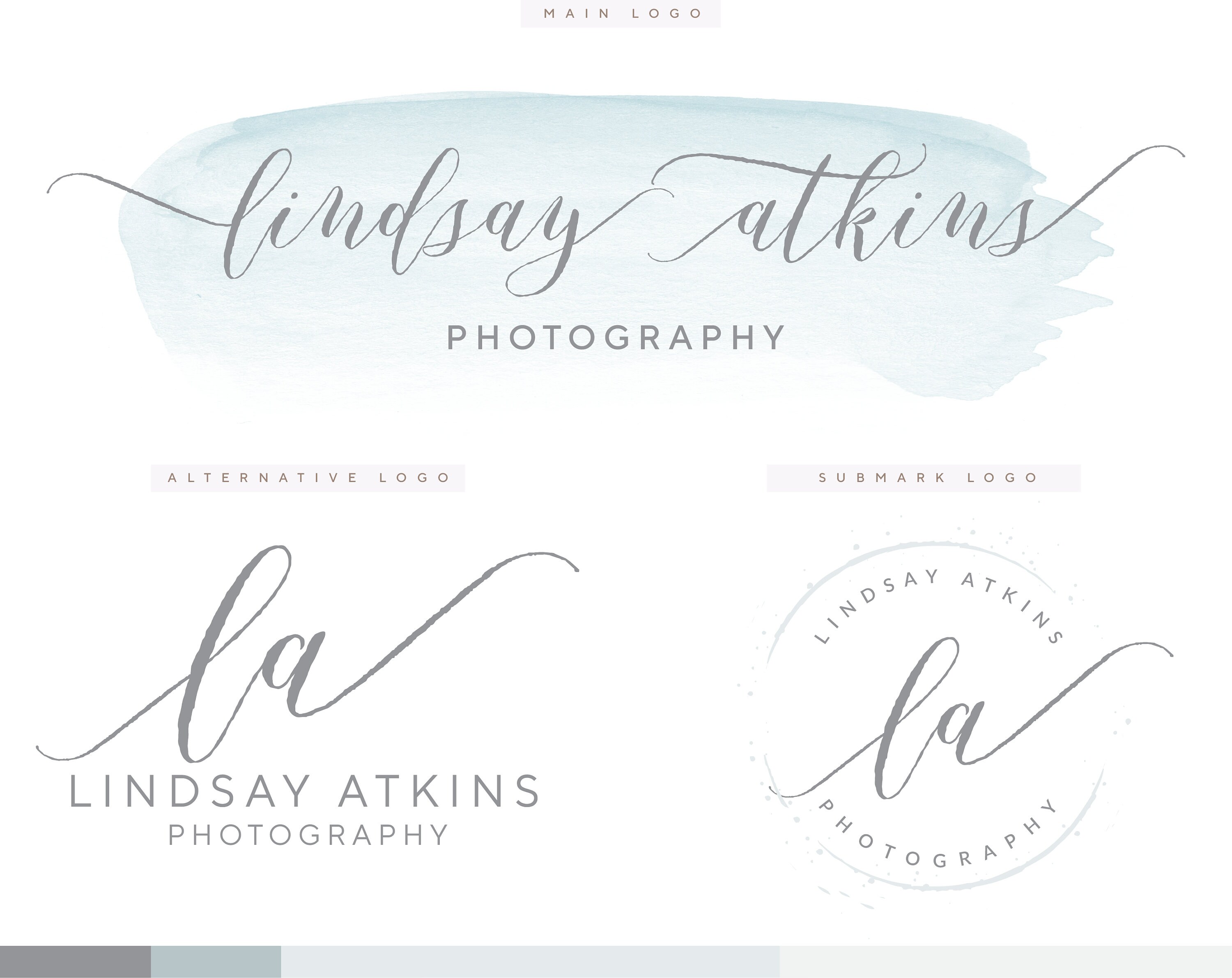 Dusty Blue Logo Design Watercolor Beautiful Logo Watermark | Etsy
