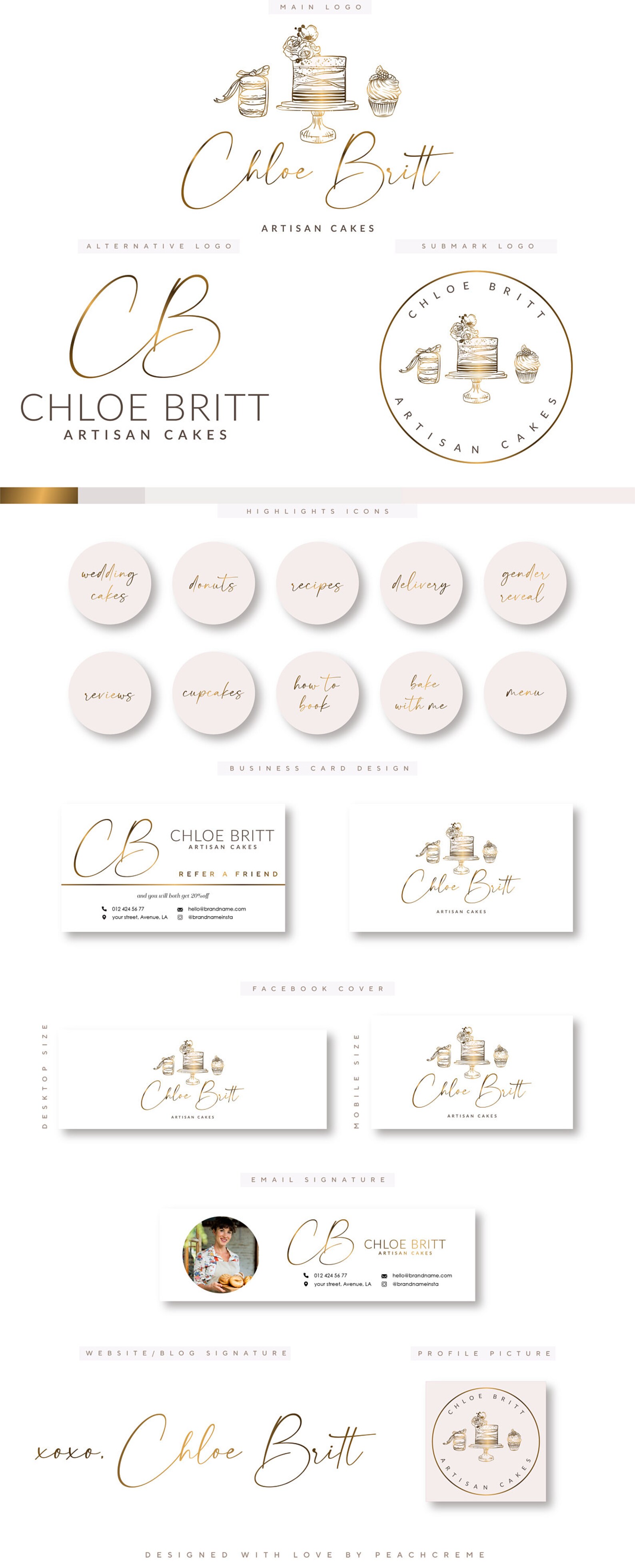 Cake Logo Design Cupcake Logo Gold Cake Logo Cake Logo | Etsy Canada