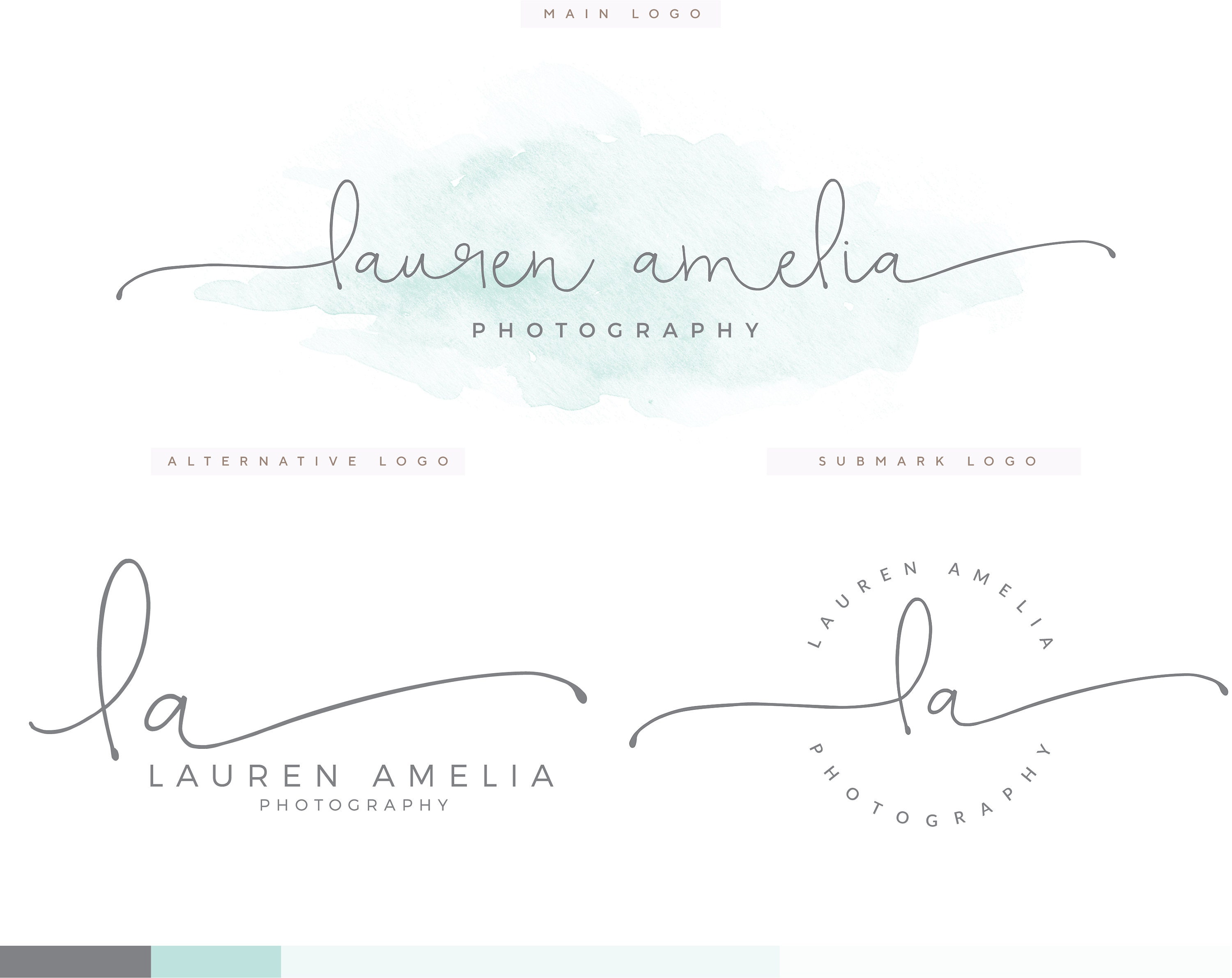 Aqua Blue Logo Design Watercolor Beautiful Logo Watermark | Etsy