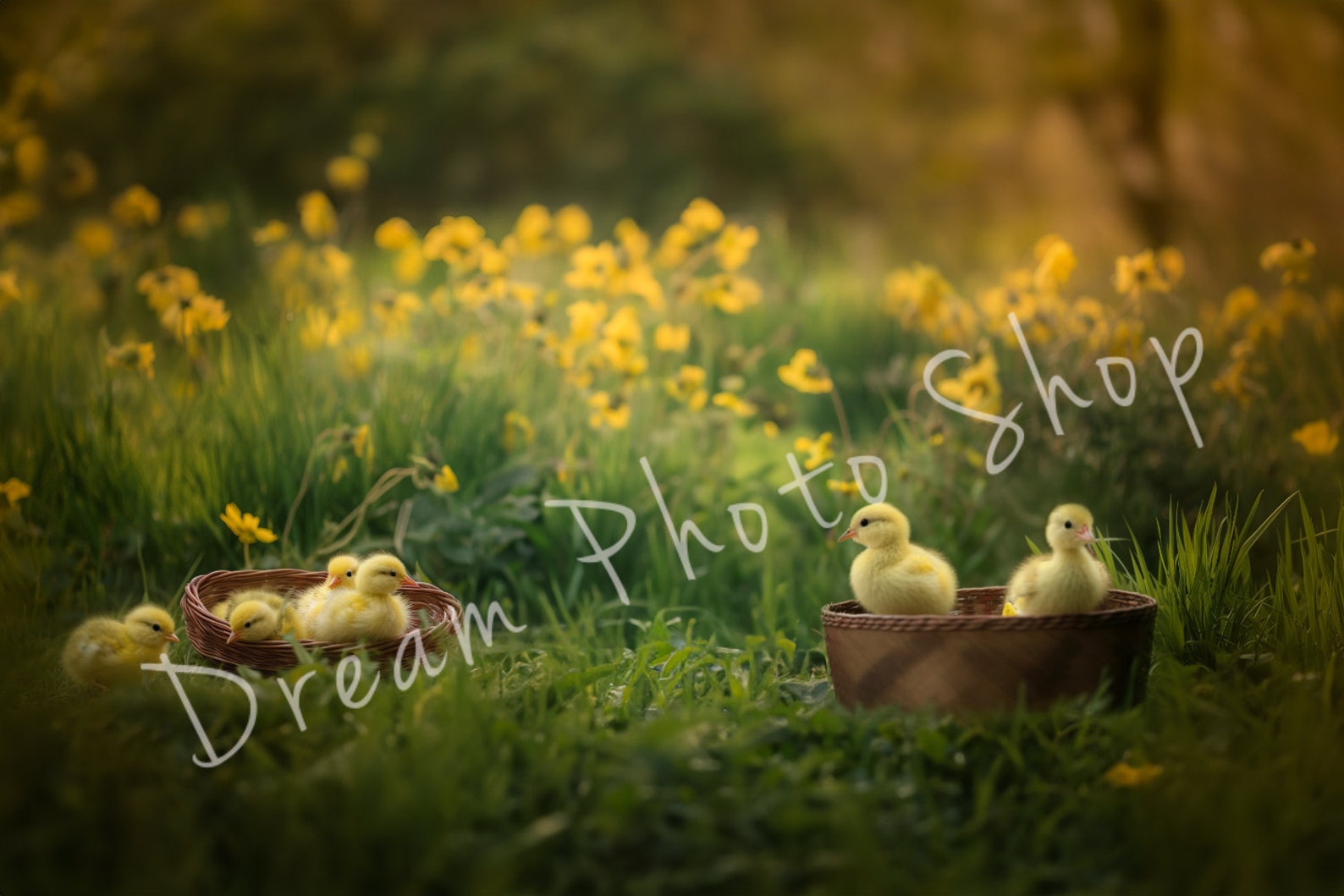 Digital Backdrop, Charming Chickens Digital Background, Springtime ...