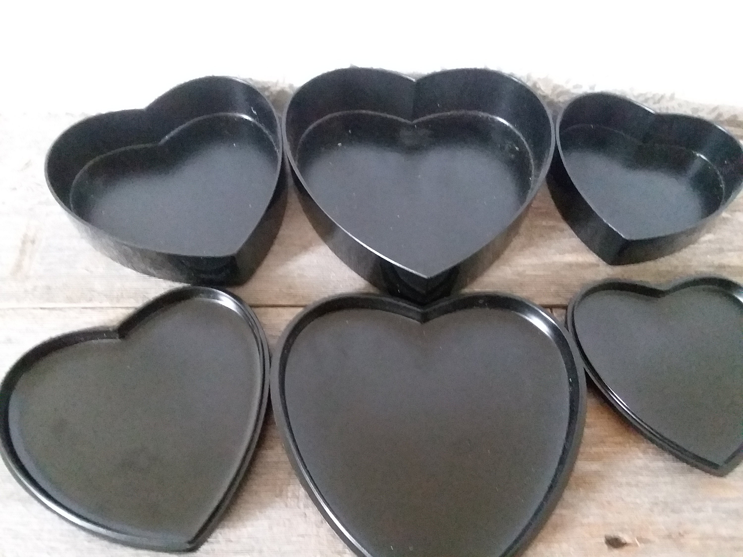 Vintage Box Set Japanese Box Black Heart Box Vintage Heart Box Floral ...