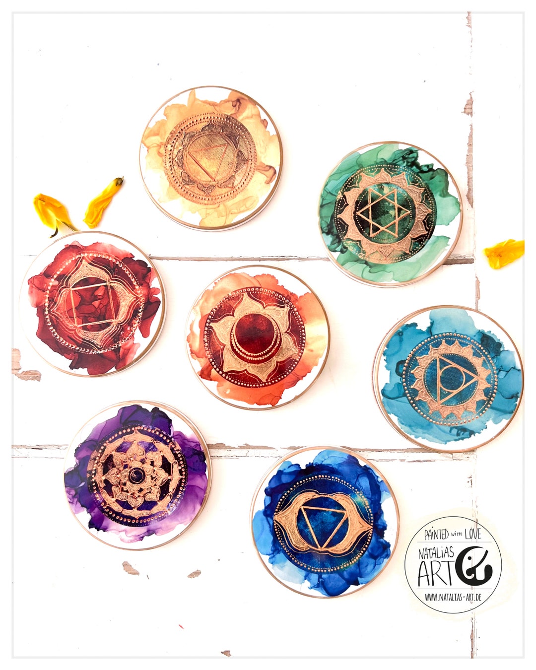 Chakra Ceramic Coasters 7 X Set Coasters Ceramic Tiles - Etsy
